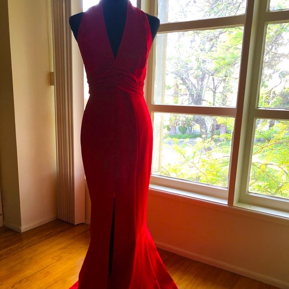 Dresses | Beautiful Red Deep V Neck Gown | Poshmark